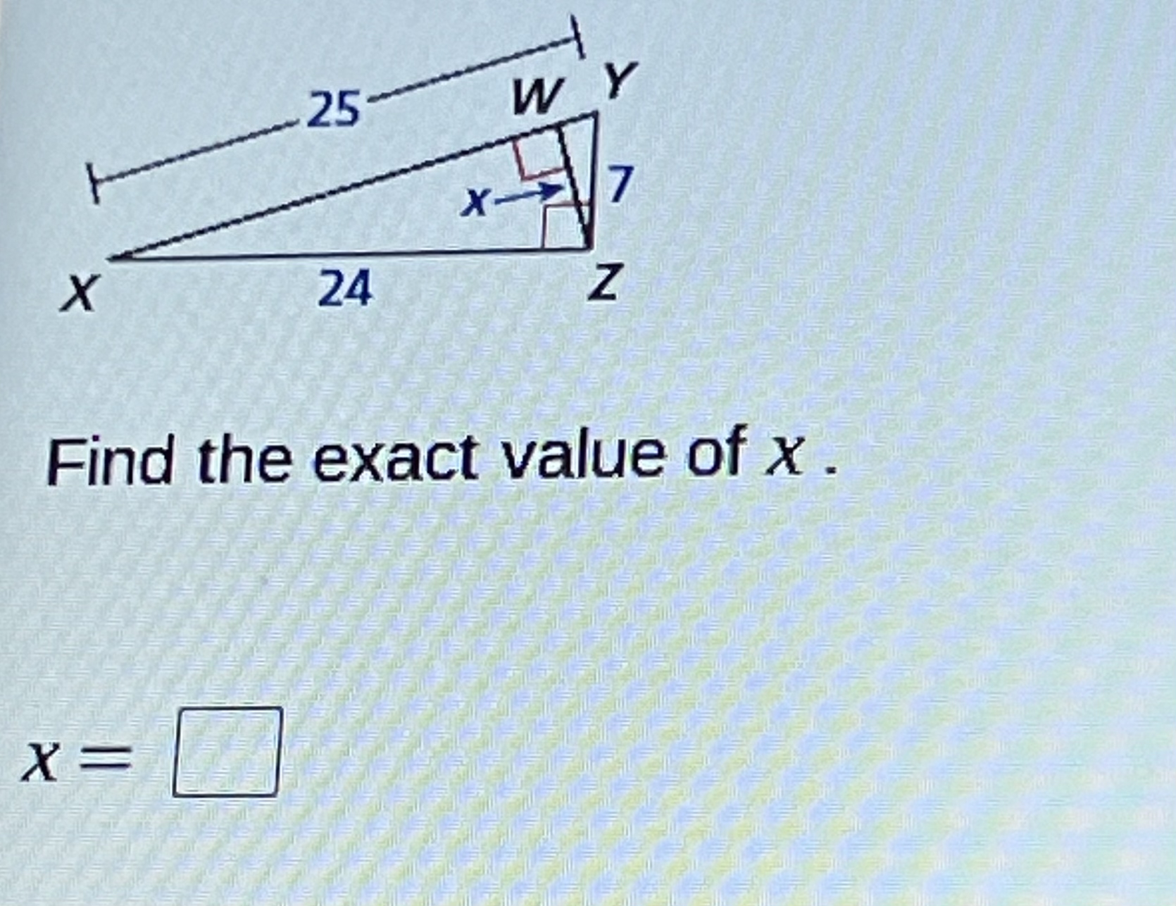 Solved Find the exact value of x.x= | Chegg.com