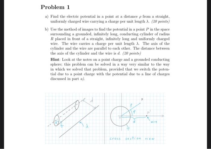 Solved Problem 1 a) Find the electric potential in a point | Chegg.com