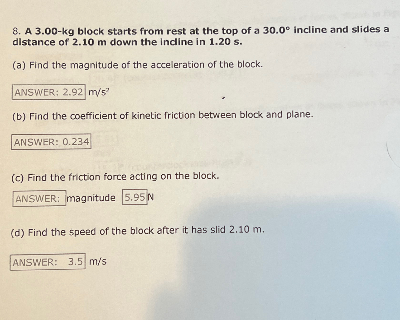 Solved A 3.00kg block starts from rest at the top of a 30.0° | Chegg.com