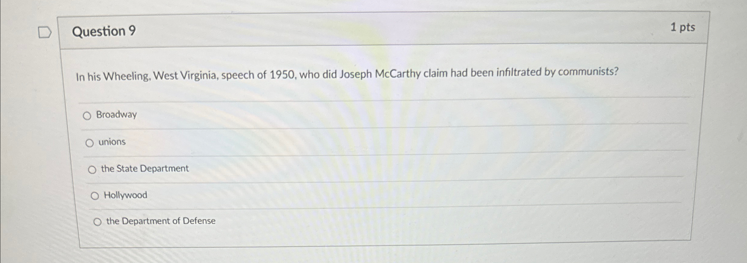Solved Question 91ptsIn his Wheeling, West Virginia, speech | Chegg.com