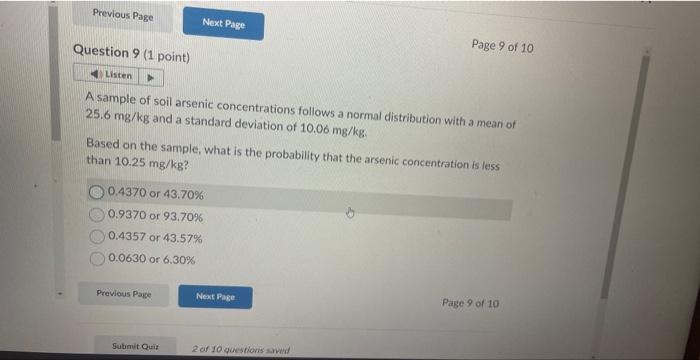 Solved A sample of soil arsenic concentrations follows a | Chegg.com