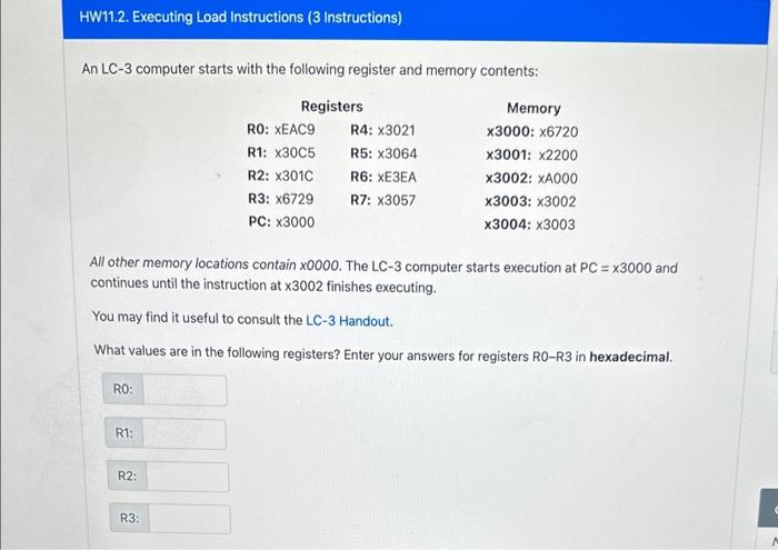 Solved An LC-3 computer starts with the following register | Chegg.com