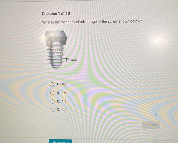 Solved What is the mechanical advantage of the screw shown | Chegg.com