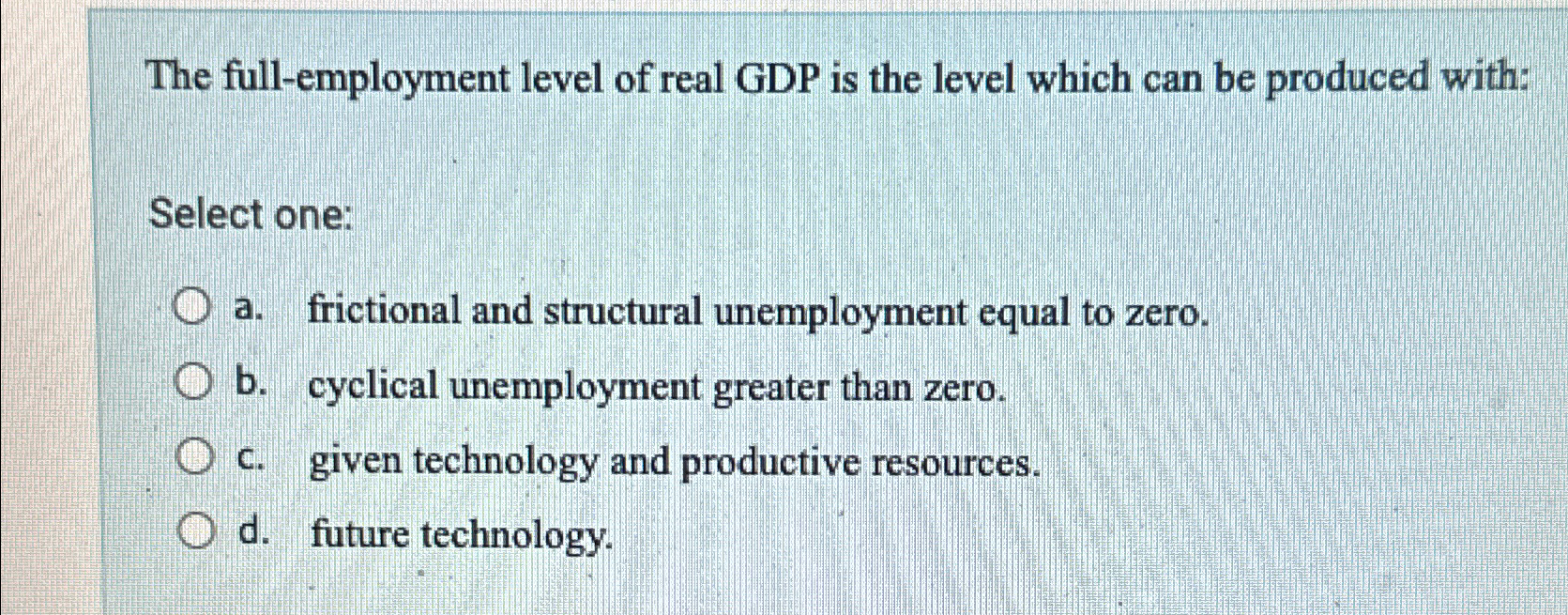 Solved The full-employment level of real GDP is the level | Chegg.com