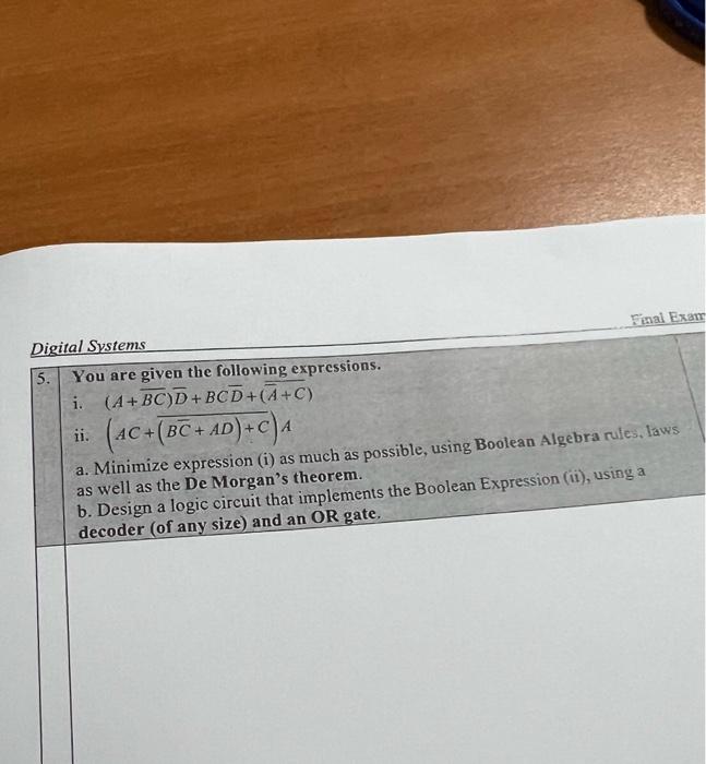 Solved 5. You are given the following expressions. i. | Chegg.com