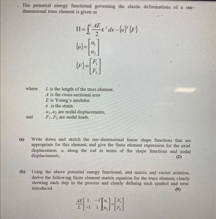 Solved The potential energy functional governing the elastic | Chegg.com