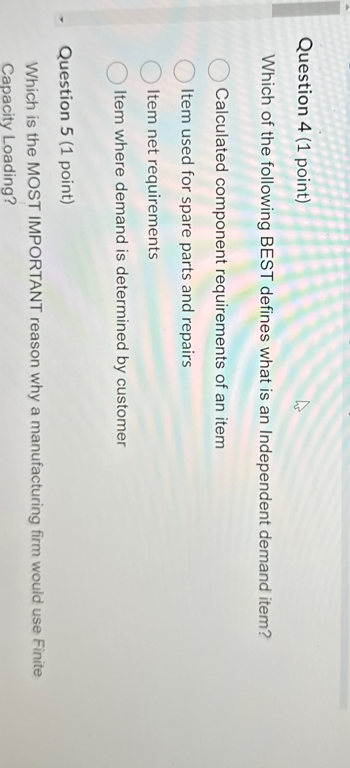 Solved Question 4 (1 ﻿point)Which of the following BEST | Chegg.com