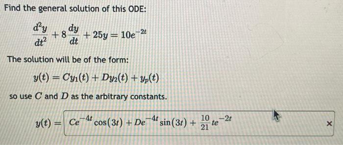 Solved Find the general solution of this ODE: | Chegg.com