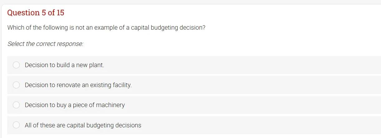 Solved Which of the following is not an example of a capital | Chegg.com