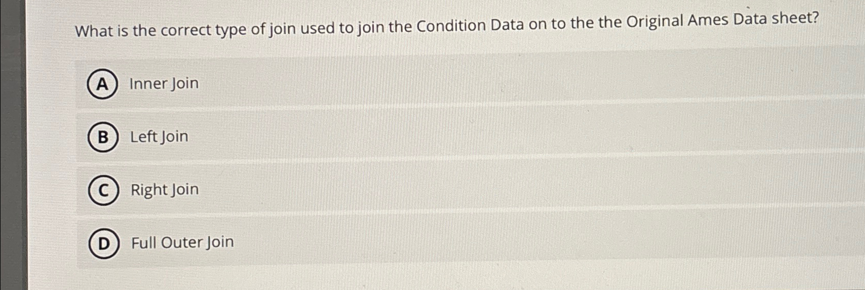 Solved What is the correct type of join used to join the | Chegg.com