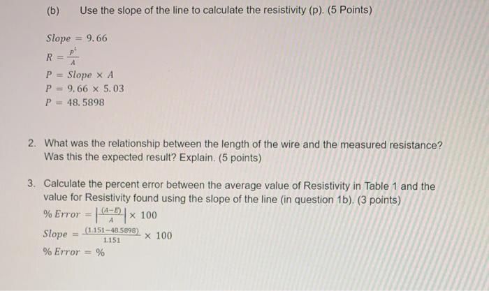 Table 1 Resistivity: 0.52Ωcm Cross-Sectional Area: | Chegg.com