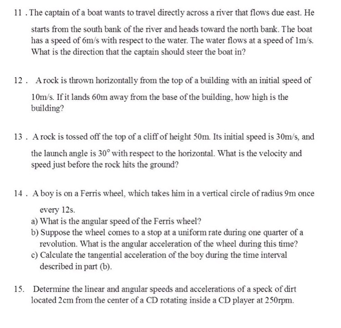 Solved 11. The captain of a boat wants to travel directly | Chegg.com