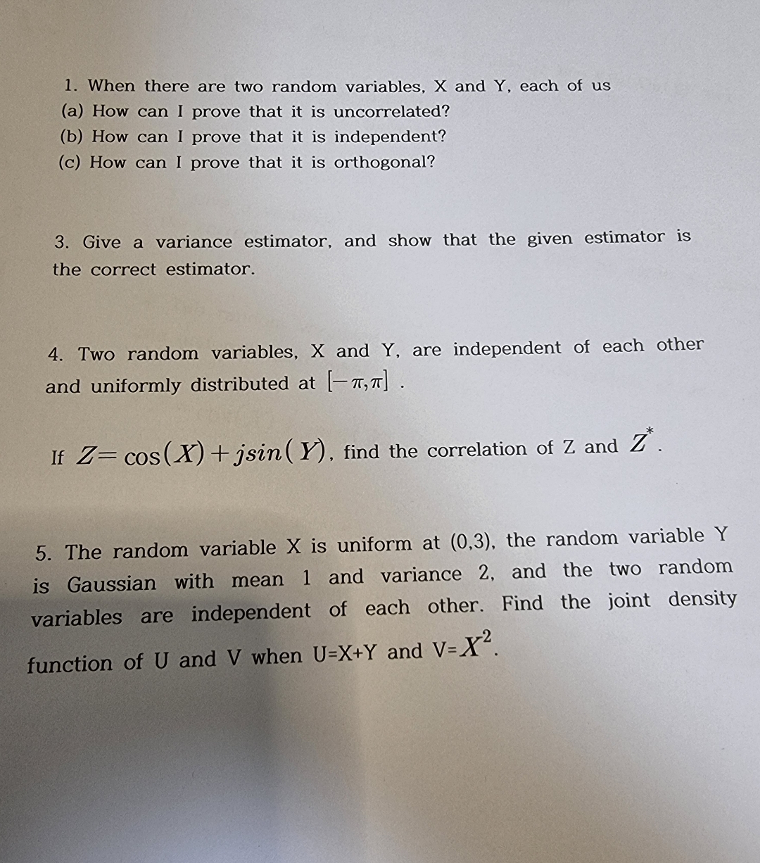Solved 1.When there are two random variables, x ﻿and Y, | Chegg.com