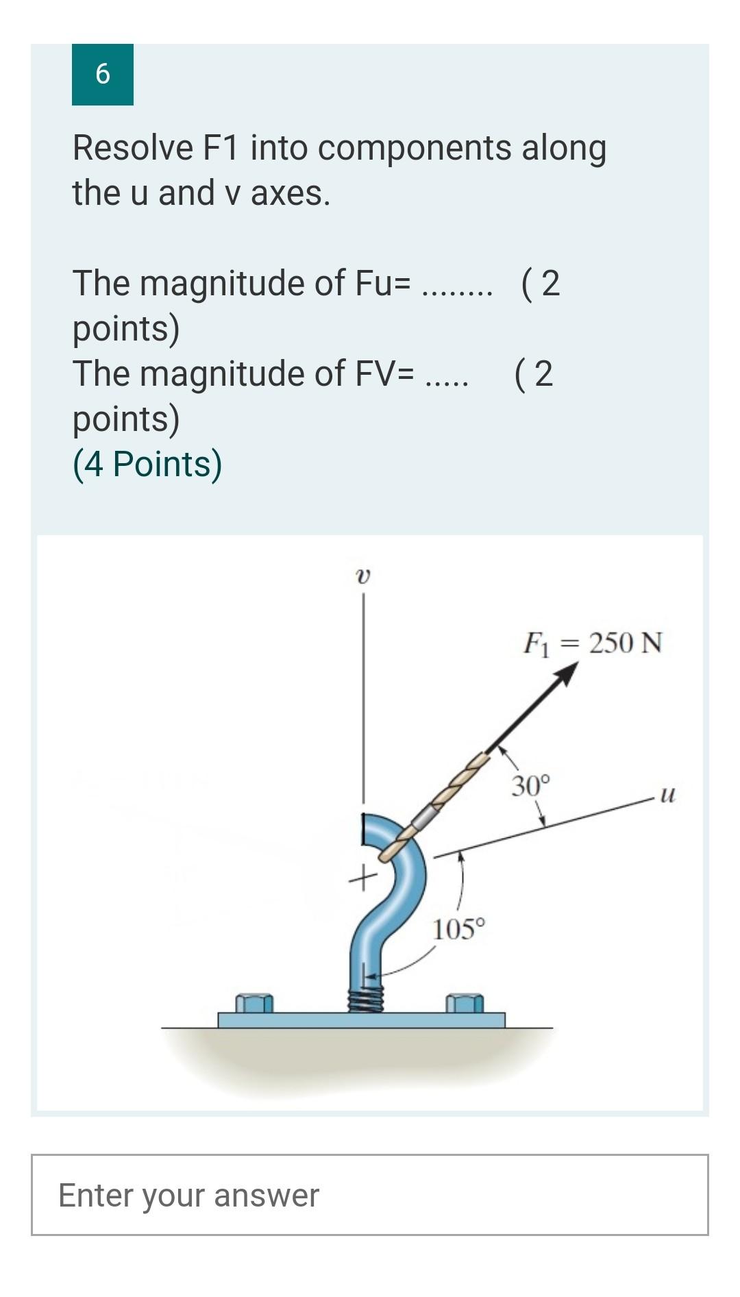 Solved 6 Resolve F1 into components along the u and v axes. | Chegg.com