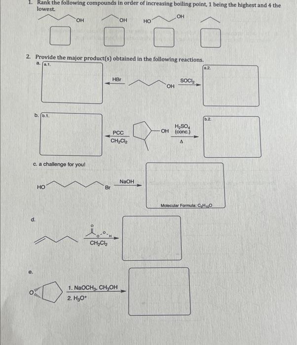 Solved 1. Rank the following compounds in order of | Chegg.com