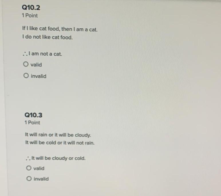 Solved Q10 3 Points For the following arguments, determine | Chegg.com Solved Q10 3 Points For the following arguments, determine | Chegg.com