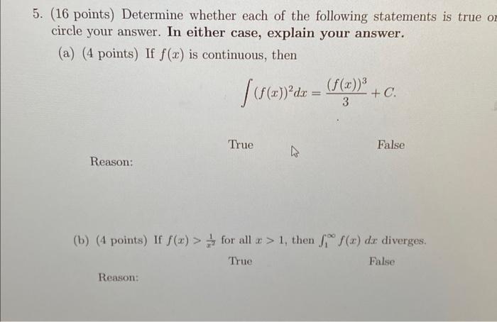 Solved (16 points) Determine whether each of the following | Chegg.com