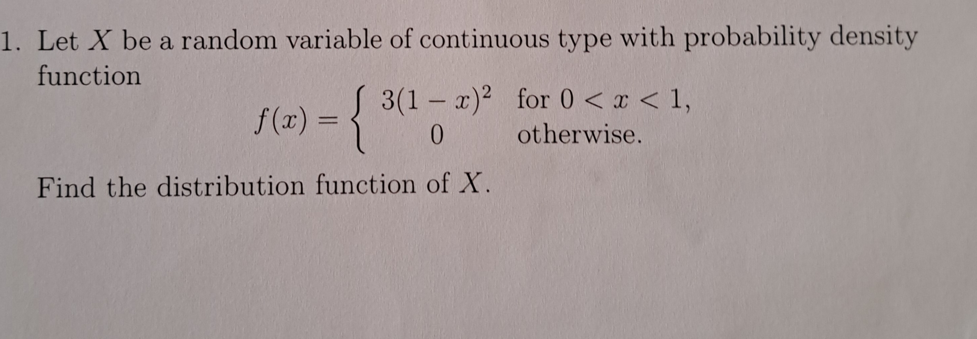 Solved Let x ﻿be a random variable of continuous type with | Chegg.com
