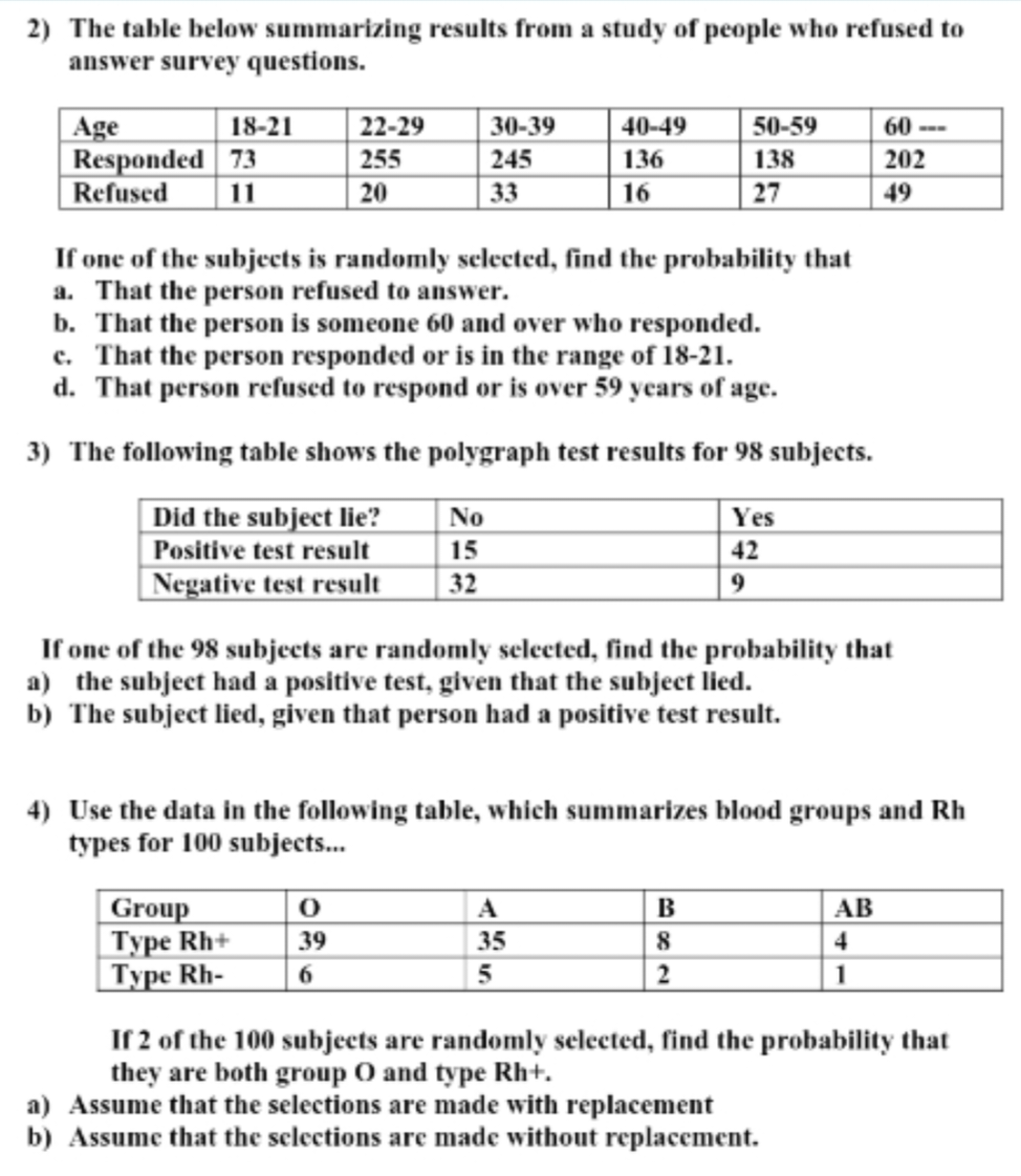 Solved 2) The table below summarizing results from a study | Chegg.com
