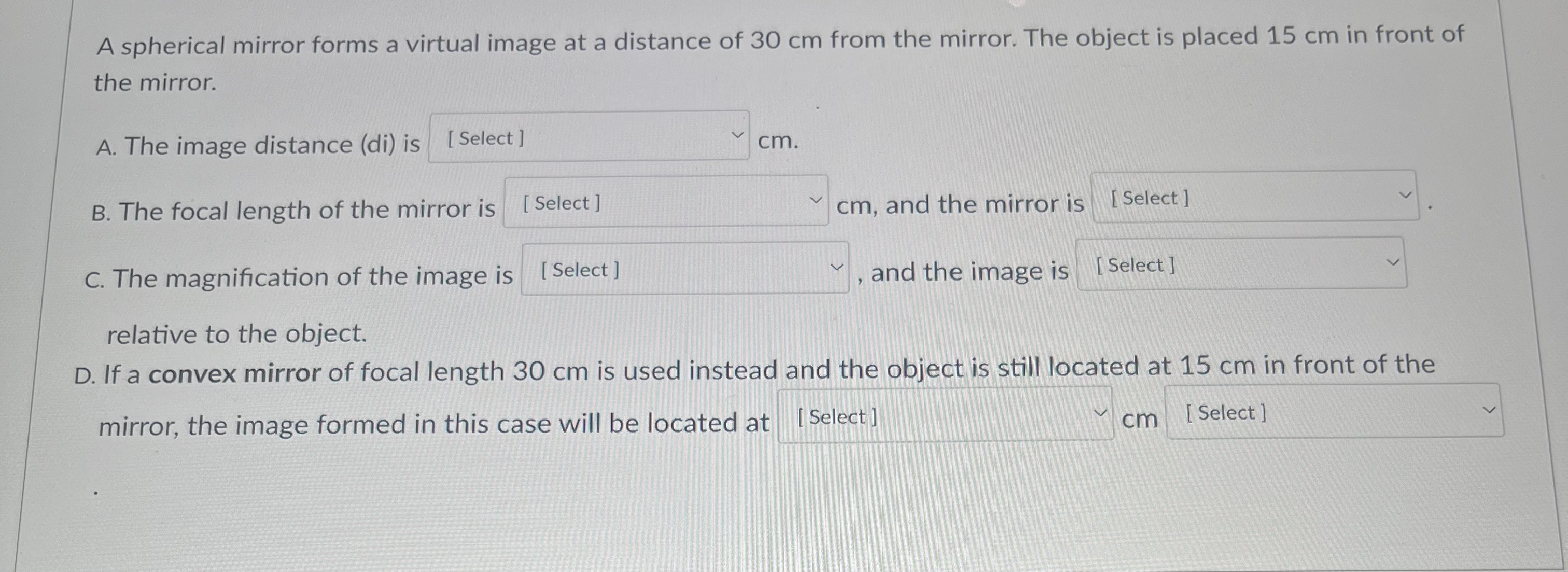 Solved A spherical mirror forms a virtual image at a | Chegg.com