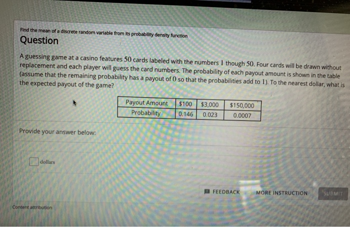 Solved Find The Mean Of A Discrete Random Variable From Its 9326