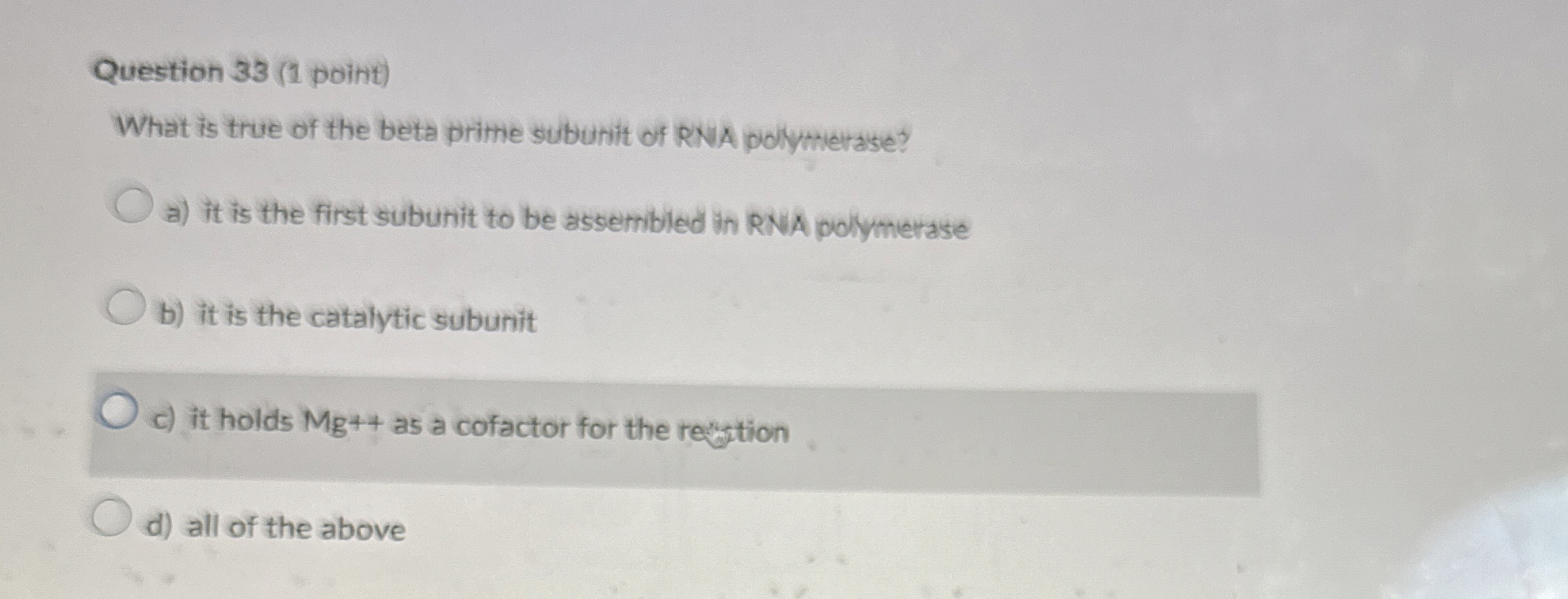 Solved Question 33 (1 ﻿point)What is true of the beta prithe | Chegg.com