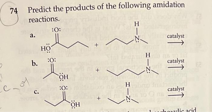 Solved Predict the products of the following amidation | Chegg.com