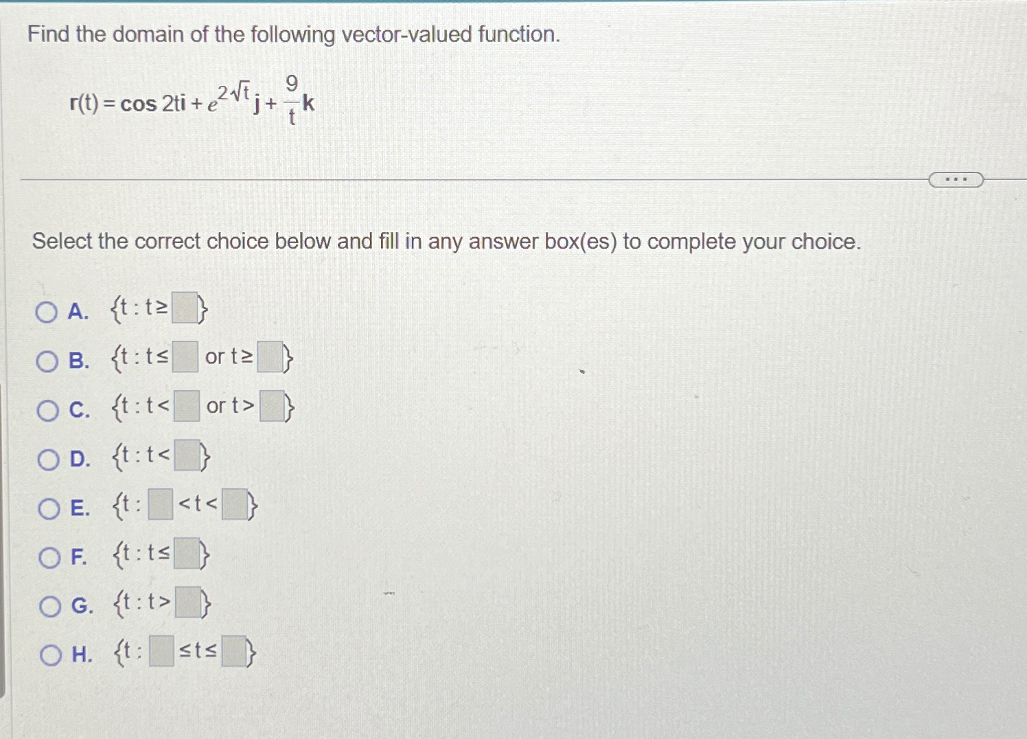Solved Find the domain of the following vector-valued | Chegg.com