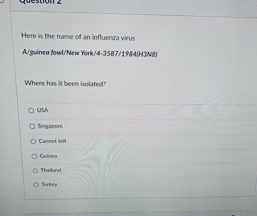 Solved Here is the name of an influenza virusA/guinea | Chegg.com