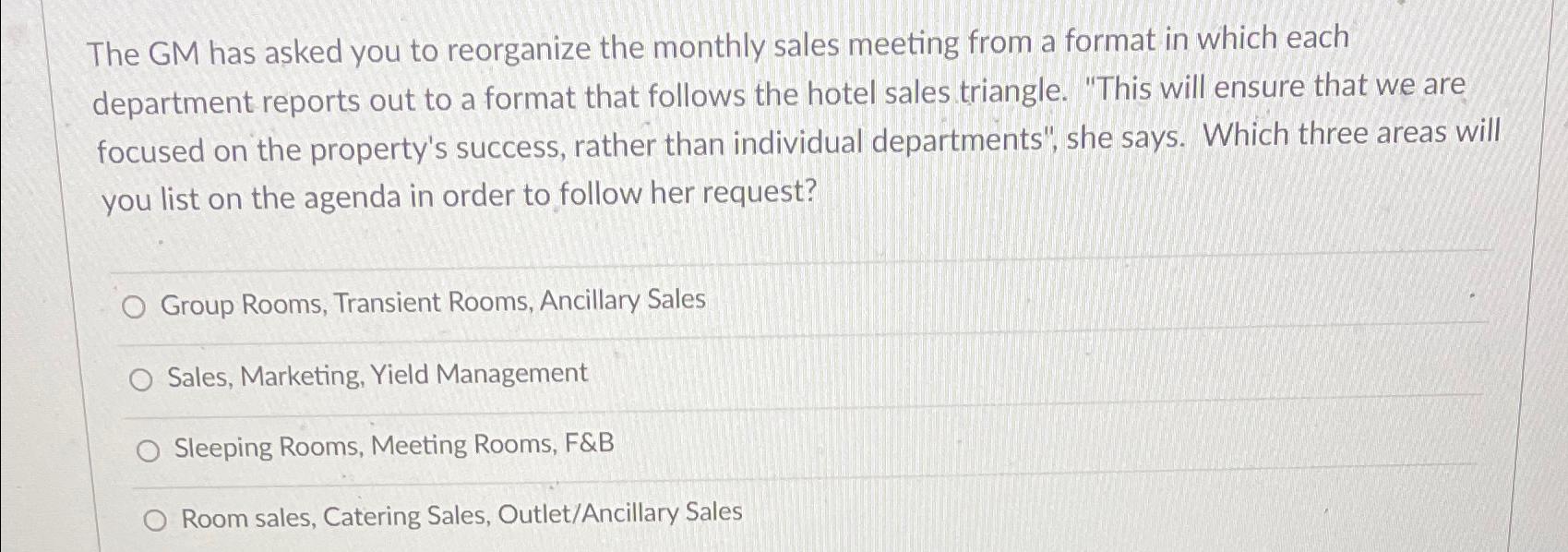 Solved The GM has asked you to reorganize the monthly sales | Chegg.com