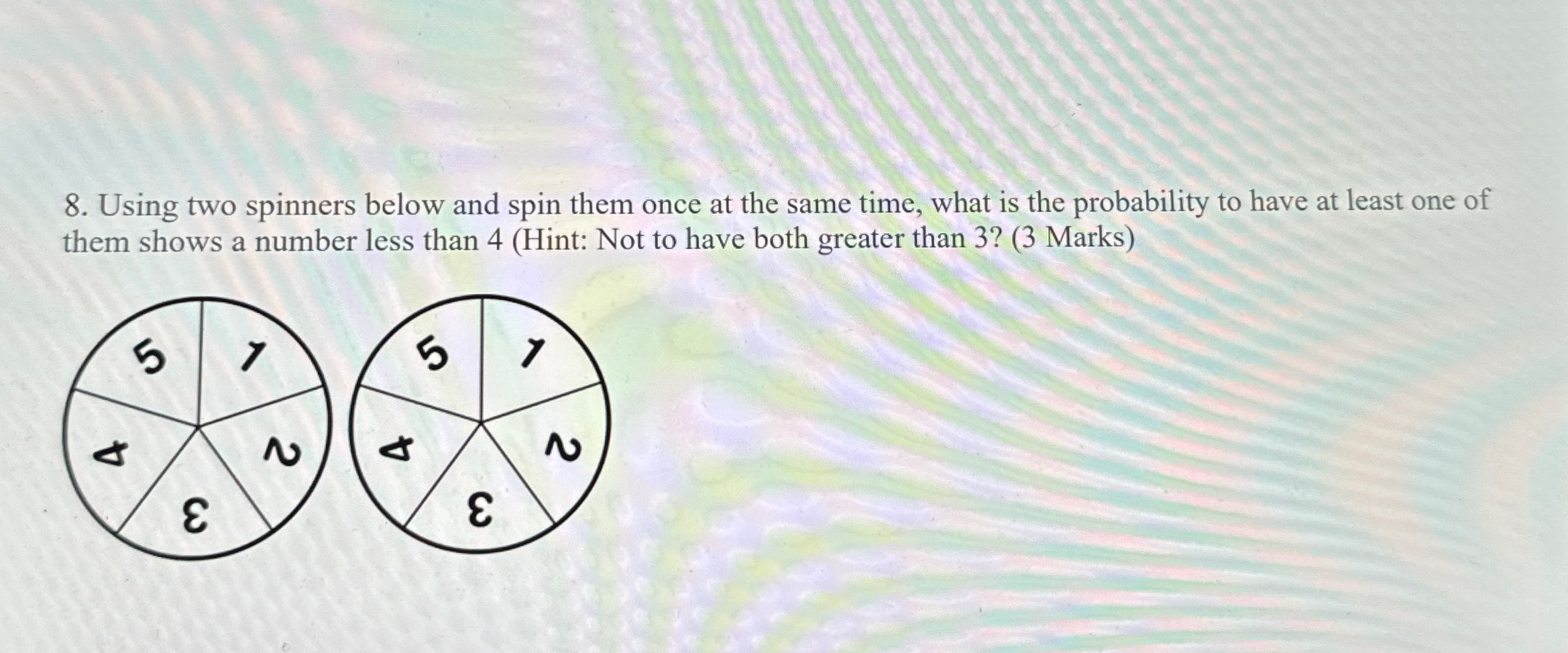 Solved Using two spinners below and spin them once at the | Chegg.com
