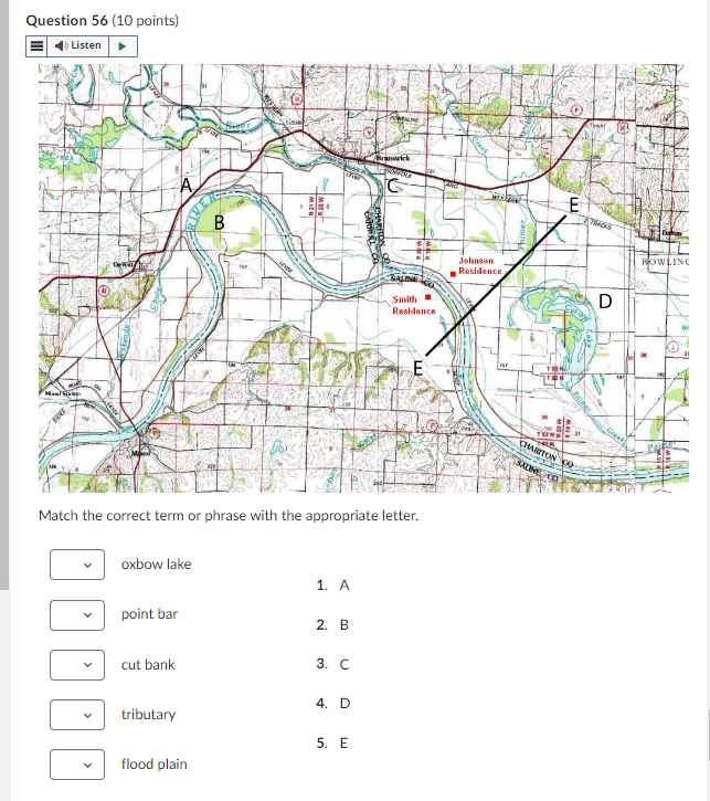 Solved Question 56 (10 ﻿points) ﻿Match the correct term or | Chegg.com