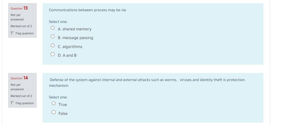 Solved Communications between process may be via Select one: | Chegg.com