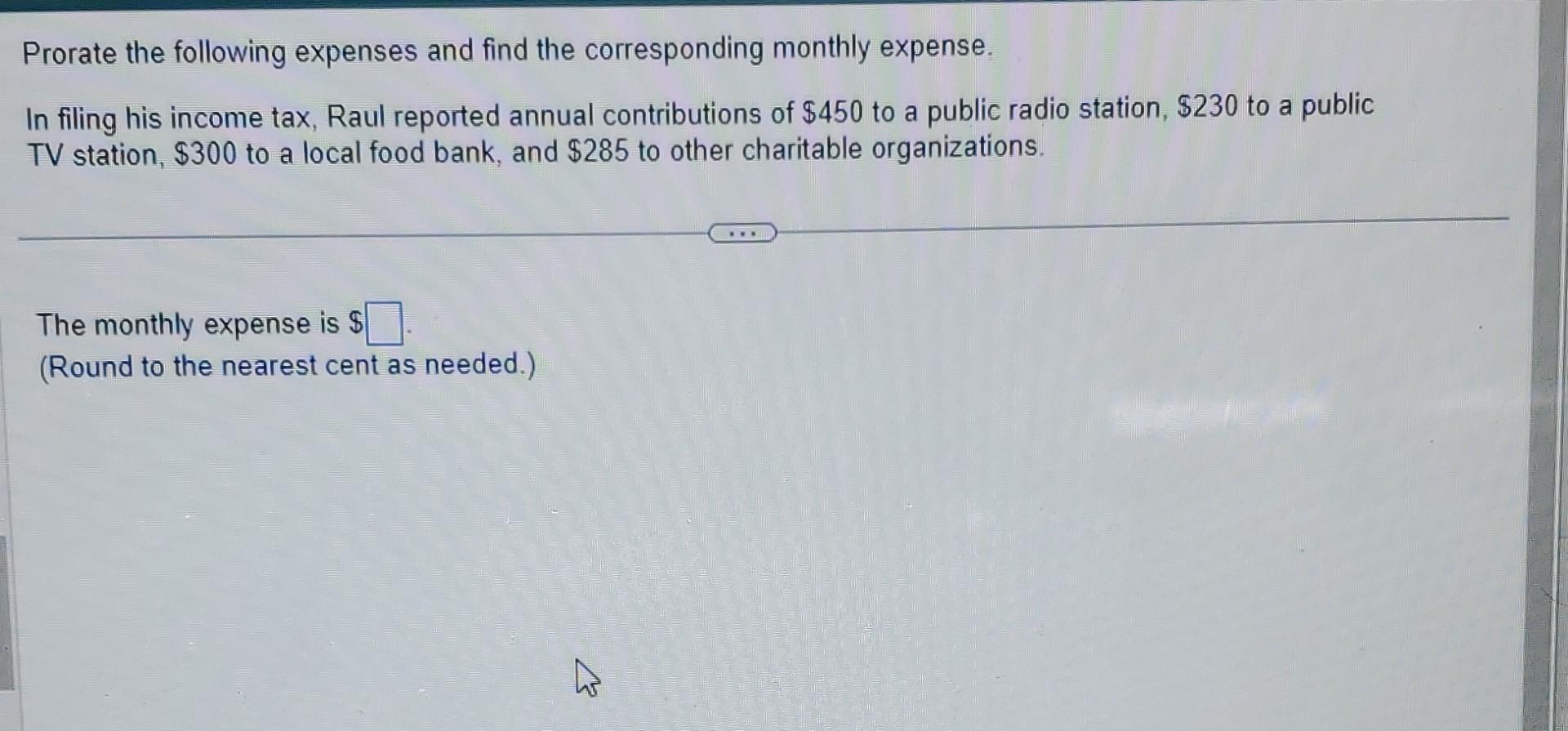 Solved Prorate the following expenses and find the | Chegg.com