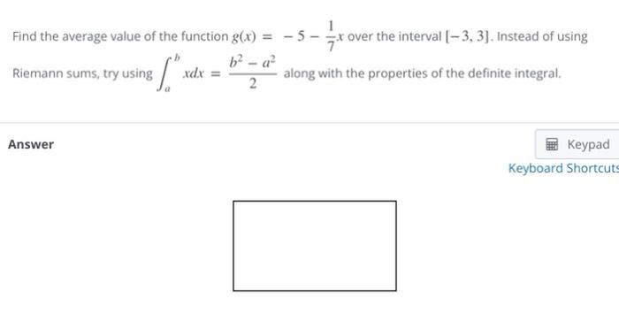 Solved Riemann sums, try using " 1 Find the average value of | Chegg.com