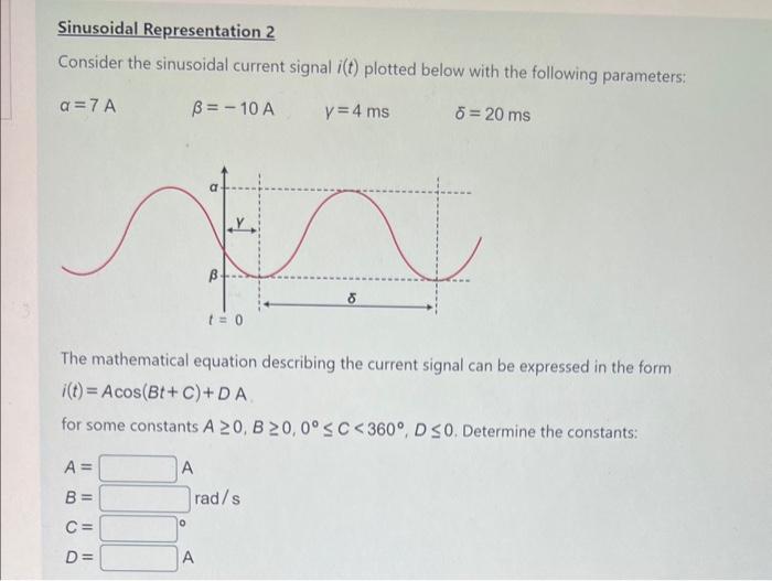 Solved Sinusoidal Representation 2 Consider the sinusoidal | Chegg.com