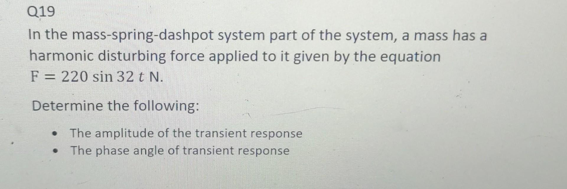 Solved Q19 In the mass-spring-dashpot system part of the | Chegg.com
