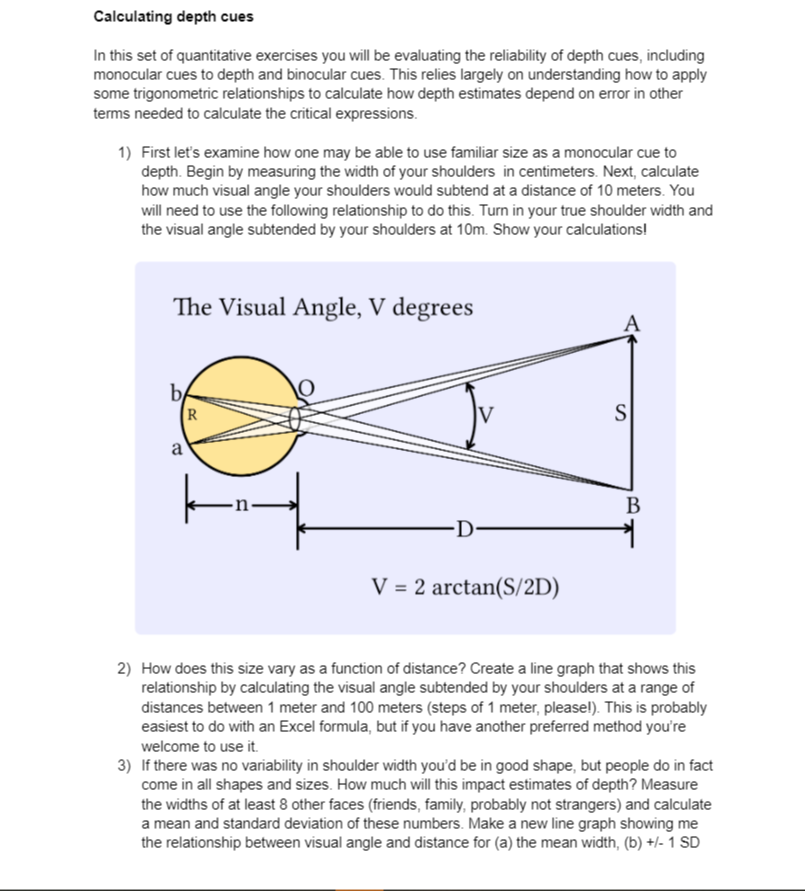 Solved Calculating depth cuesIn this set of quantitative | Chegg.com