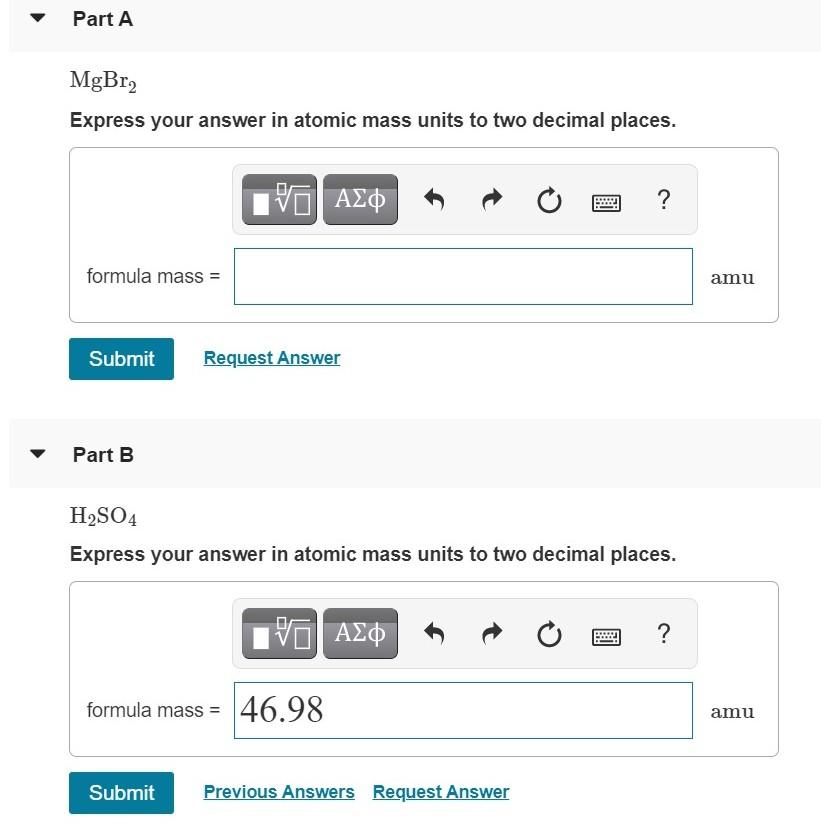 Solved Part A MgBr2 Express your answer in atomic mass units | Chegg.com