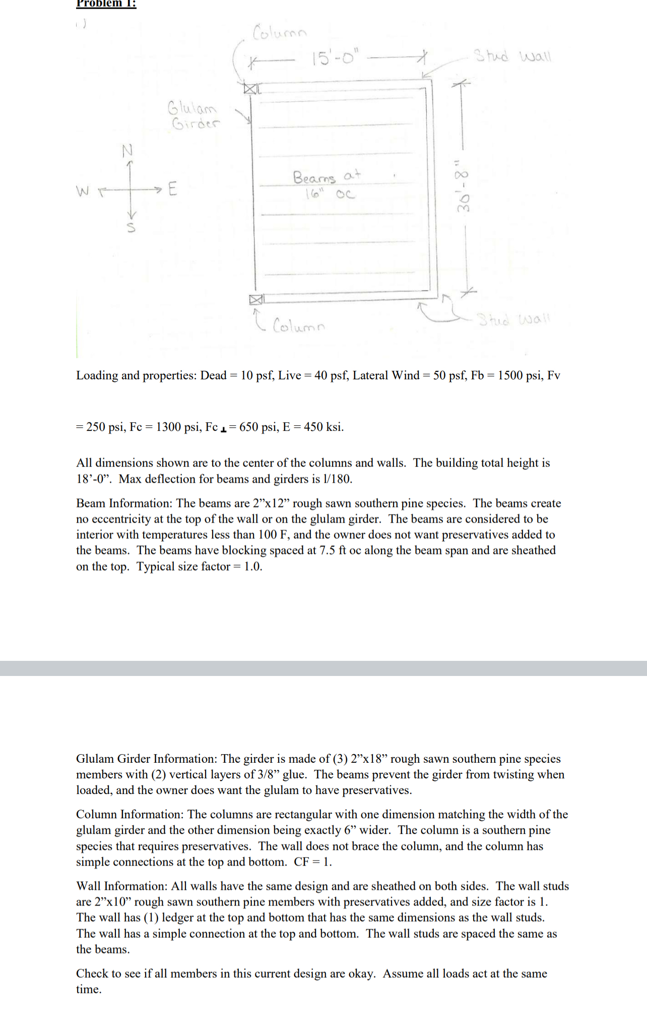 Solved Loading and properties: Dead =10psf, ﻿Live =40psf, | Chegg.com