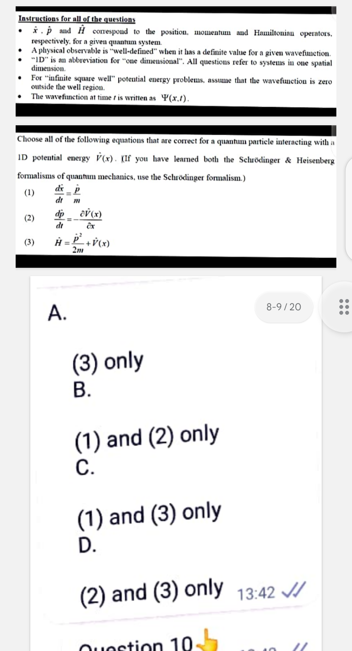 Solved Instructions for all of the questions - x^,p^ and H^ | Chegg.com