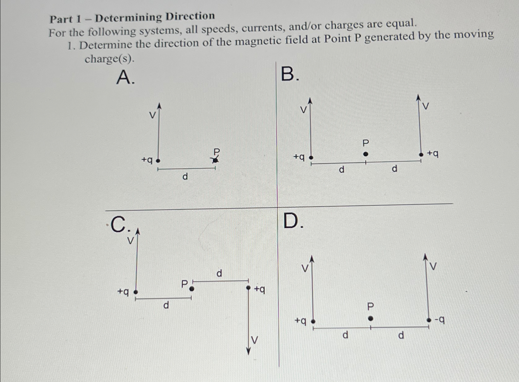 Solved Part 1 - ﻿Determining DirectionFor the following | Chegg.com