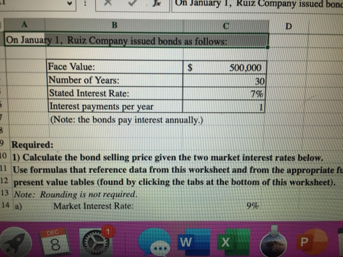 Solved EXCEL FORMULAS FOR BONDS! PLEASE HELP! | Chegg.com