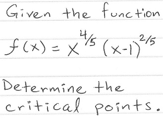 Solved Given the function f(x) = X4/5 (x-1)2/5 Determine | Chegg.com