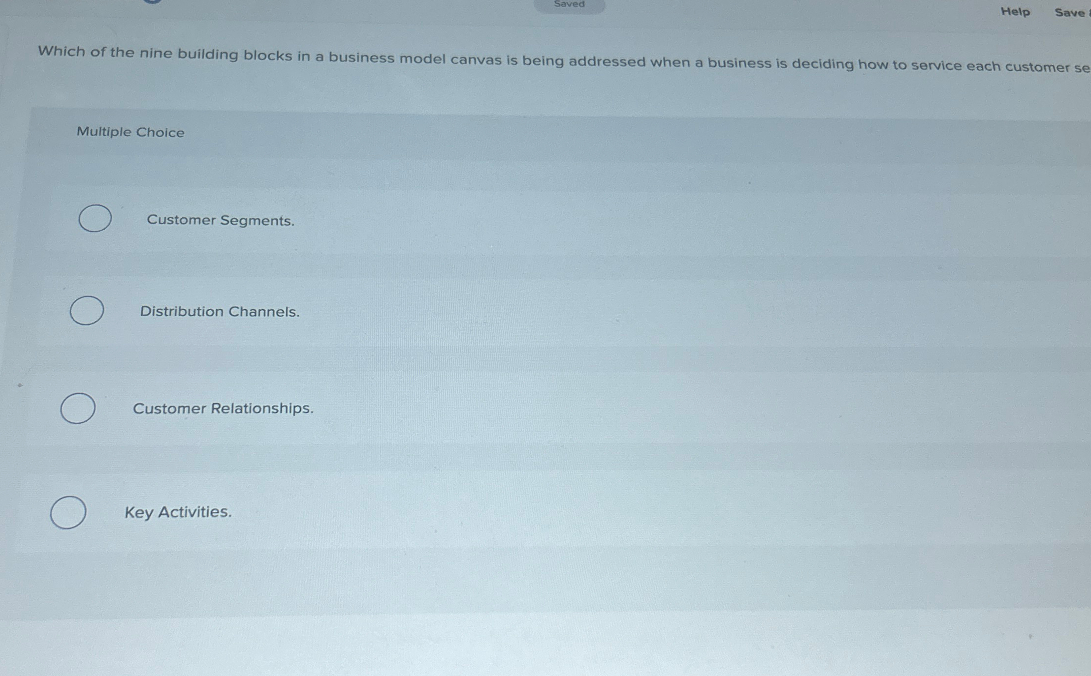 Solved Which of the nine building blocks in a business model | Chegg.com