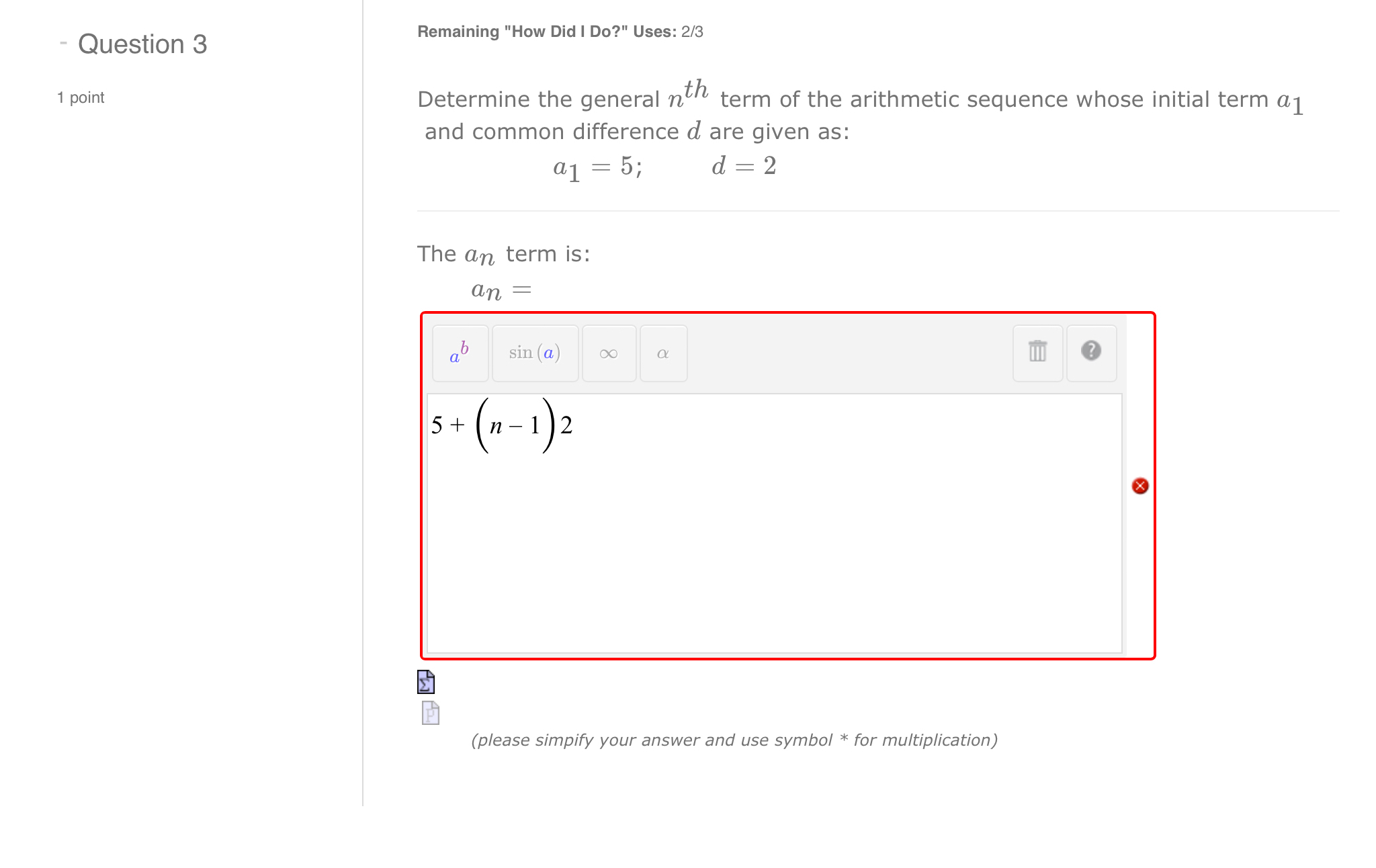 Solved "Determine the general nth ﻿term of the arithmetic | Chegg.com