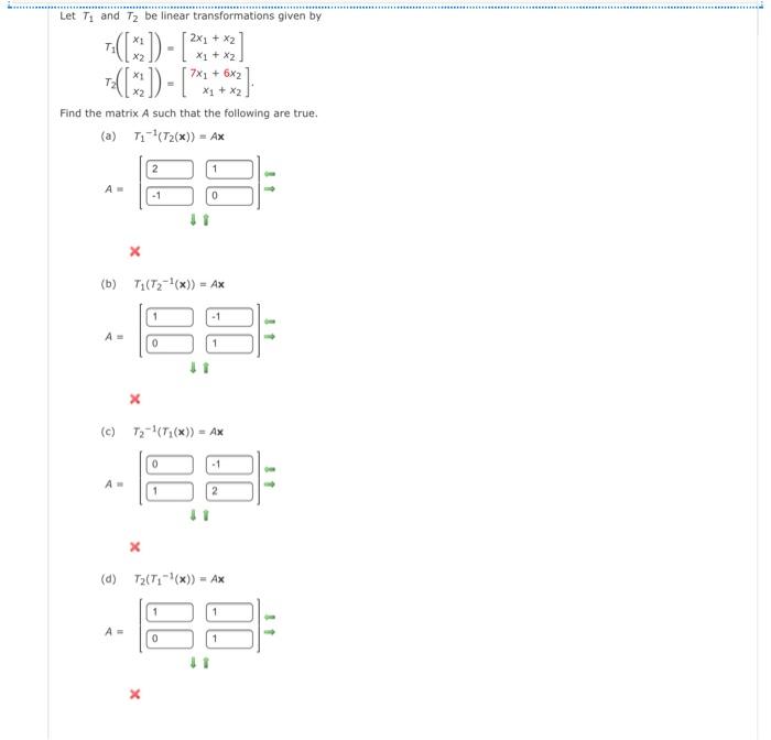 Solved Let T1 and 2 be linear transformations given by 2X1 + | Chegg.com