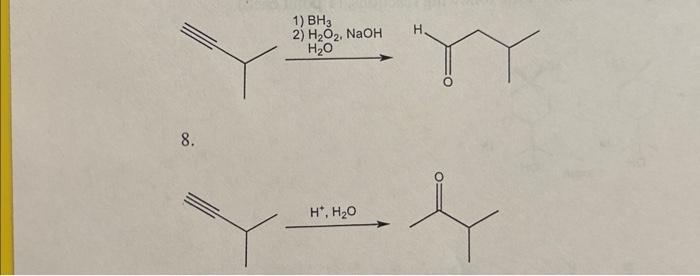 Solved 1) BH3 2) H2O2,NaOH H2O 8. | Chegg.com