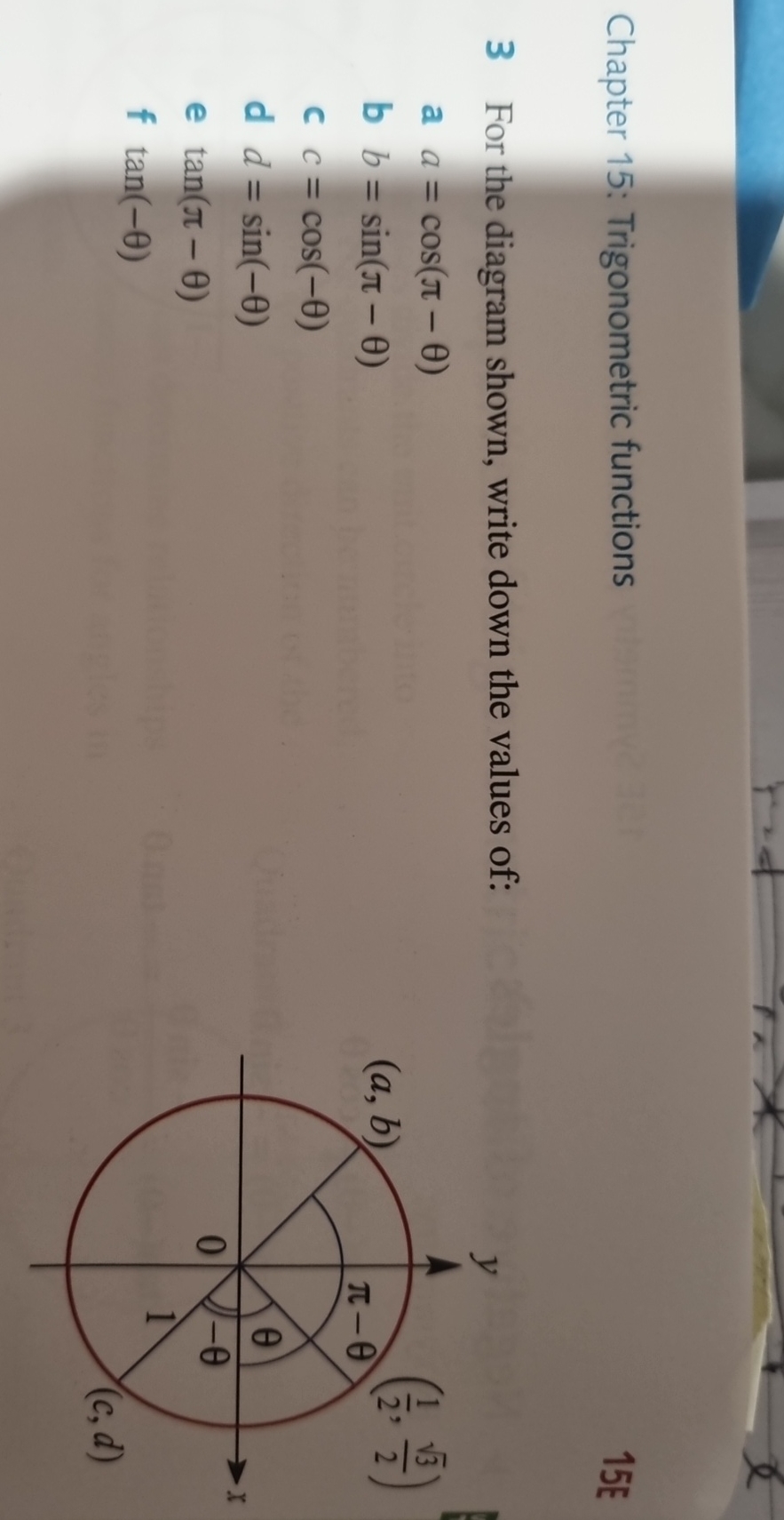 Solved Chapter 15: Trigonometric functions3 ﻿For the diagram | Chegg.com