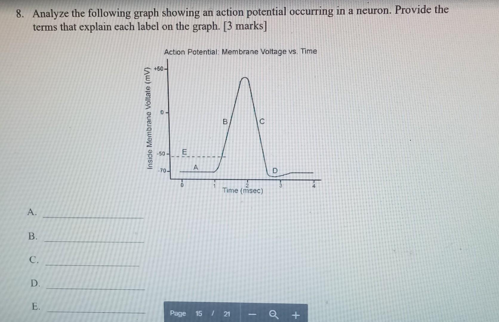 Solved 8. Analyze the following graph showing an action | Chegg.com